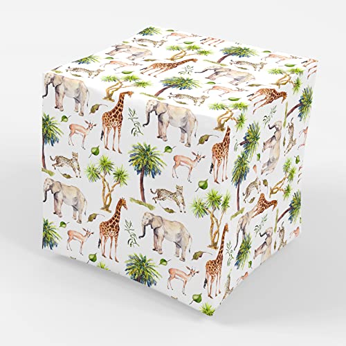 Stesha Party Safari Wrapping Paper Jungle Birthday Gift, Folded Flat 30 x 20 Inch, 3 Sheets