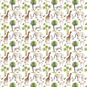 Stesha Party Safari Wrapping Paper Jungle Birthday Gift, Folded Flat 30 x 20 Inch, 3 Sheets