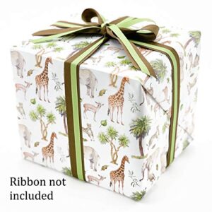 Stesha Party Safari Wrapping Paper Jungle Birthday Gift, Folded Flat 30 x 20 Inch, 3 Sheets