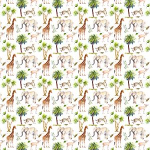 Stesha Party Safari Wrapping Paper Jungle Birthday Gift, Folded Flat 30 x 20 Inch, 3 Sheets