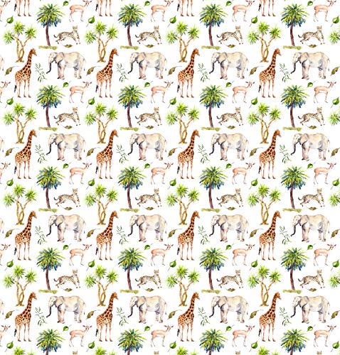 Stesha Party Safari Wrapping Paper Jungle Birthday Gift, Folded Flat 30 x 20 Inch, 3 Sheets