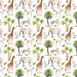 Stesha Party Safari Wrapping Paper Jungle Birthday Gift, Folded Flat 30 x 20 Inch, 3 Sheets