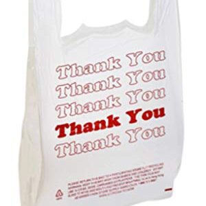 FLAWLESS PACKAGING Thank You Plastic Bags for Business, Personal, Large Bulk with Handles 18” x 8" x 30" Pack of 100