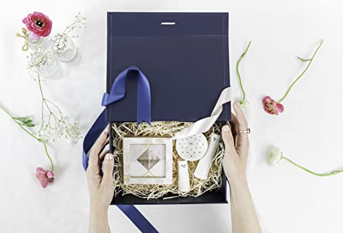 SKETCHGROUP Navy Blue Gift Box with 2 Ribbons for Luxury Packaging-Magnetic Closure- Sturdy-Foldable-Keepsake box (A5 SIZE)