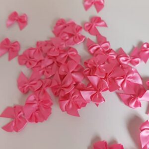 Micomon 50pcs Mini Ribbon Bows for Crafts Small Hot Pink Bows Christmas Decoration Embalishement Scrapbooking(3/8",Hot.Pink)