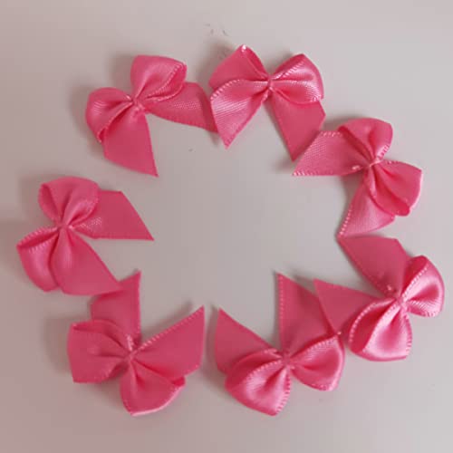 Micomon 50pcs Mini Ribbon Bows for Crafts Small Hot Pink Bows Christmas Decoration Embalishement Scrapbooking(3/8",Hot.Pink)