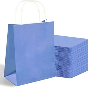 HaiQuan Blue Gift Bags 50Pcs 8 x 4.75 x 10 inchs Paper Gift Bags Medium Size Paper Gift Bags Bulk for Shopping, Packaging, Wedding, Retail, Party, Recycled（BLUE）