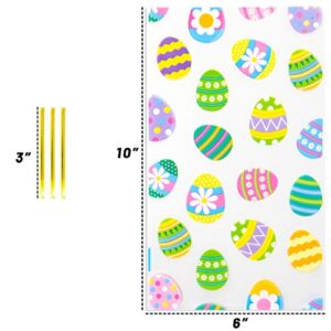 150 Easter Cellophane Bags Decorative Plastic Treat Bags for Homemade Candy Cookie Party Supply 10X6