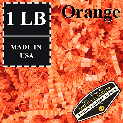 Mighty Gadget (R 1 LB Orange Crinkle Cut Paper Shred Filler for Gift Wrapping & Basket Filling