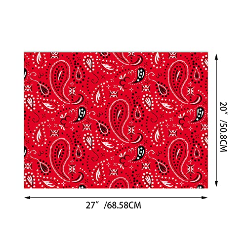 OXYLIPO 8 Sheets Red Bandana Gift Wrapping, 4 Patterns Red bandanas Paisley Print Recyclable Wrapping Paper for Kids Girls Boys Present Birthday Party Baby Shower Western Cowboy Theme Gift Wrap