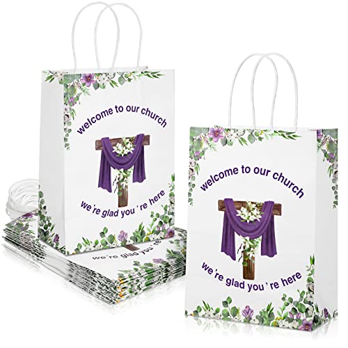 18 Pcs First Communion Gifts for Boys and Girls Large Gift Bags Baptism Gift Wrap Bags Religious Party Favor Gift for Baby Shower Christ Church Religious Christening Events