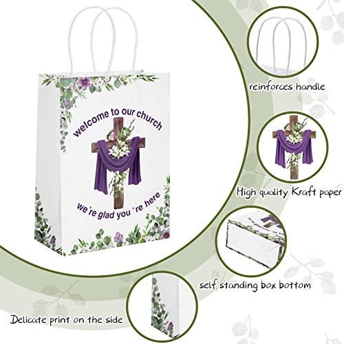 18 Pcs First Communion Gifts for Boys and Girls Large Gift Bags Baptism Gift Wrap Bags Religious Party Favor Gift for Baby Shower Christ Church Religious Christening Events