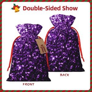 Beautiful Purple Glitterchristmas Drawstring Gift Bag, Linen Drawstring Gift Bag, Reusable Drawstring Gift Bag, Used For Christmas, Birthday, Wedding Supplies