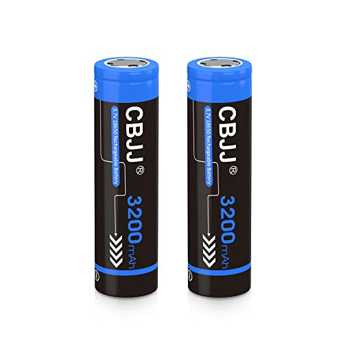 CWUU 18650 Rechargeable Battery 18650 Battery 3.7V 3200mAh US Shipping(Flat Top, 2 Pack, Blue)