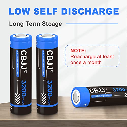 CWUU 18650 Rechargeable Battery 18650 Battery 3.7V 3200mAh US Shipping(Flat Top, 2 Pack, Blue)