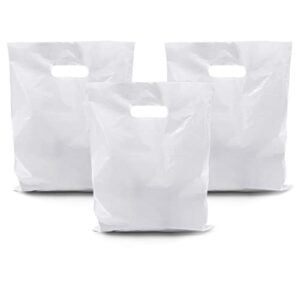 uiiwout 54pcs white plastic merchandise bag with die cut handle birthday party favor gifts trade show shopping candy bag