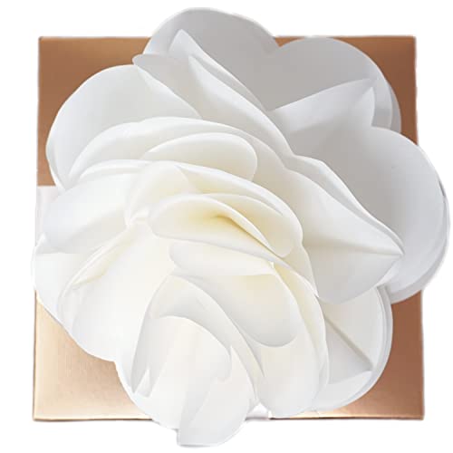 Chloe Elizabeth Premium Large Centerpiece Textured Paper Gift, Favor, and Envelope Box - 6 x 6 x 6 Inch - Includes Paper Bow & Self Adhesive Ribbons (1-Pack, Rose Gold Satin Metallic)