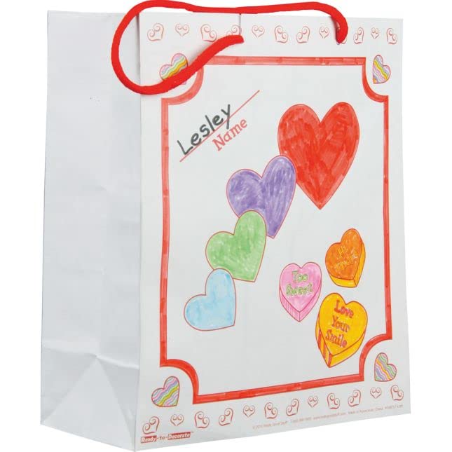 Really Good Stuff Valentine's Day Classroom Gift Bag - 12 Pack - Collect and Carry Kids Craft Bags for The Classroom