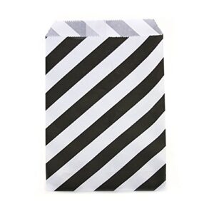 AKOAK 50 Pcs 5 x 7 Inches White and Black Striped Paper Bags,Holiday Wedding Christmas Favor Candy Treat Bags