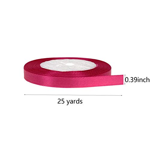 Llxieym Valentine's Day Satin Ribbon Gift Wrapping Ribbon for Valentine's Day Wedding Crafts Decoration DIY Supplies, 0.39 Inch Wide (red, Rose, Peach, Pink)