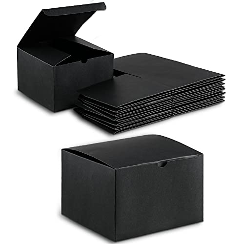 Outus 12 Pieces Gift Box 6 x 6 x 4 Inch Matte Paper Gift Boxes with Lids for Gifts Crafting Cupcake Boxes Wedding Birthday Party Bridesmaid Proposal Boxes Groomsmen Boxes (Black)