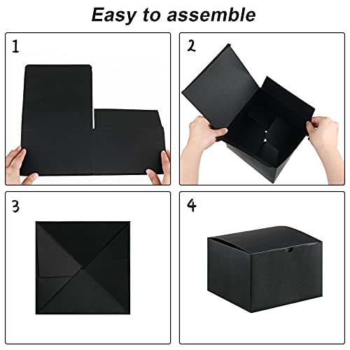 Outus 12 Pieces Gift Box 6 x 6 x 4 Inch Matte Paper Gift Boxes with Lids for Gifts Crafting Cupcake Boxes Wedding Birthday Party Bridesmaid Proposal Boxes Groomsmen Boxes (Black)