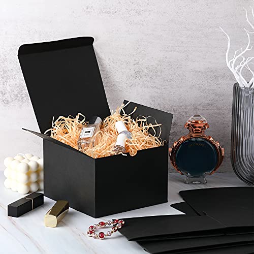 Outus 12 Pieces Gift Box 6 x 6 x 4 Inch Matte Paper Gift Boxes with Lids for Gifts Crafting Cupcake Boxes Wedding Birthday Party Bridesmaid Proposal Boxes Groomsmen Boxes (Black)