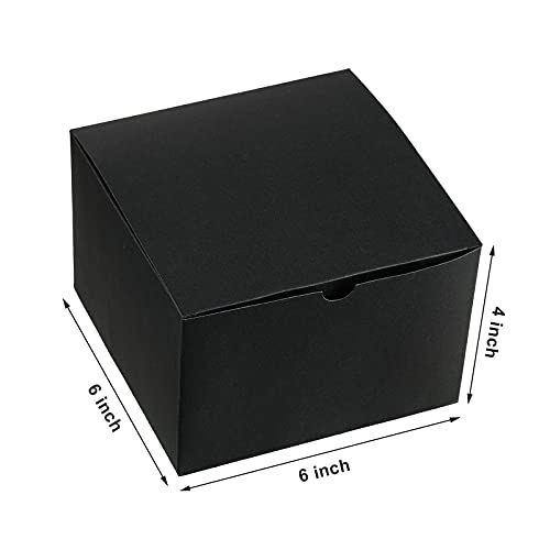 Outus 12 Pieces Gift Box 6 x 6 x 4 Inch Matte Paper Gift Boxes with Lids for Gifts Crafting Cupcake Boxes Wedding Birthday Party Bridesmaid Proposal Boxes Groomsmen Boxes (Black)