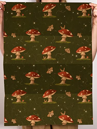 CENTRAL 23 Mushroom Wrapping Paper - 6 Sheets Classy Gift Wrap - Vintage Wrapping Paper for Men And Women - Comes With Fun Stickers