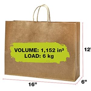 Ecoptimize Kraft Paper Bags with Handles, 30 PCS 16"x6"x12" Brown - Eco-Friendly, Compostable & Recyclable Gift Bags from 100% Wood Pulp - High Tensile & Load Capacity for Retail, Shopping, Wedding, Birthday