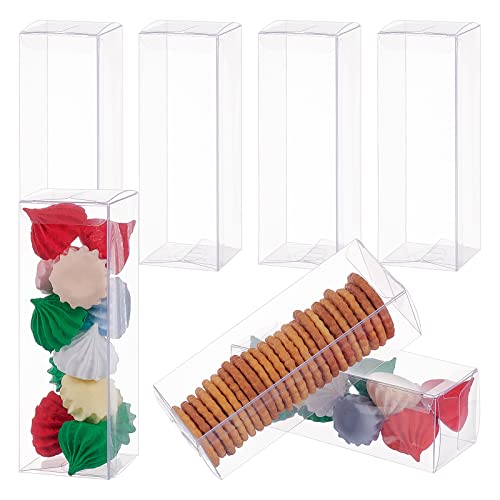 BENECREAT 20PCS Clear Wedding Favour Boxes 4.5x1.5x1.5 Rectangle PVC Transparent Gift Boxes for Candy Chocolate Valentine