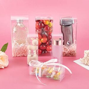 BENECREAT 20PCS Clear Wedding Favour Boxes 4.5x1.5x1.5 Rectangle PVC Transparent Gift Boxes for Candy Chocolate Valentine