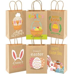 toxoy easter kraft gift bags,18pcs easter paper bags with handles easter goodie bags bulk easter party favor bags for candies cookies toys