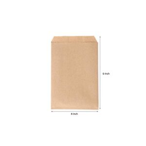 Z ZICOME Flat Brown Kraft Paper Bags, 4" x 6", 100 Pcs