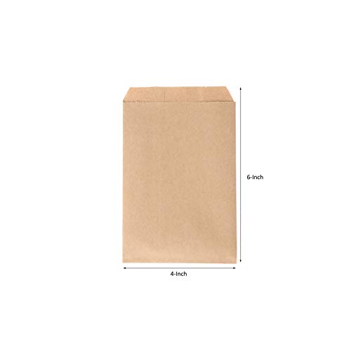 Z ZICOME Flat Brown Kraft Paper Bags, 4" x 6", 100 Pcs