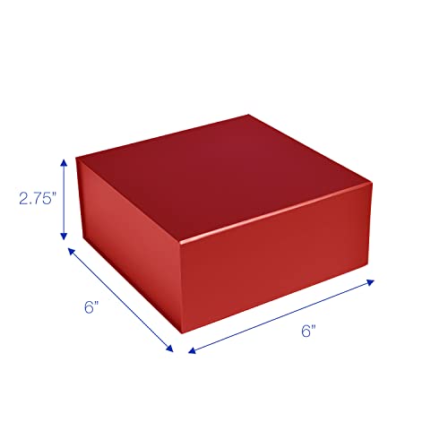 Cecobox Matte Collapsible Box with Magnetic Lid for Gift Packaging (6"x6"x2.75", Red)