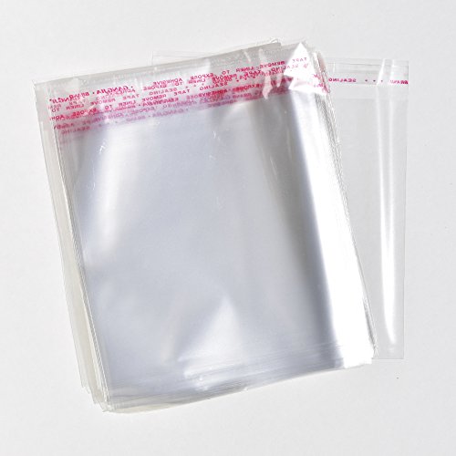 irtree 100 Square 6.5" Crystal Clear Flat Resealable Envelopes - 6 1/2" x 6 1/2" or 6.5 x 6.5 Cello Style Poly Bags with Lip Tape - Fits 6" to 6 1/4” Square Card with or Without a Paper Envelope