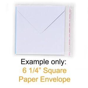 irtree 100 Square 6.5" Crystal Clear Flat Resealable Envelopes - 6 1/2" x 6 1/2" or 6.5 x 6.5 Cello Style Poly Bags with Lip Tape - Fits 6" to 6 1/4” Square Card with or Without a Paper Envelope