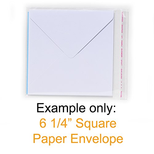 irtree 100 Square 6.5" Crystal Clear Flat Resealable Envelopes - 6 1/2" x 6 1/2" or 6.5 x 6.5 Cello Style Poly Bags with Lip Tape - Fits 6" to 6 1/4” Square Card with or Without a Paper Envelope