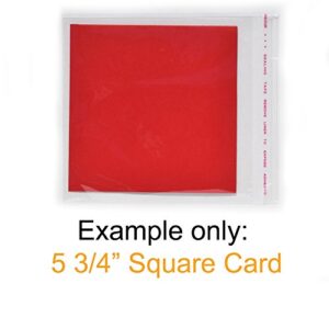 irtree 100 Square 6.5" Crystal Clear Flat Resealable Envelopes - 6 1/2" x 6 1/2" or 6.5 x 6.5 Cello Style Poly Bags with Lip Tape - Fits 6" to 6 1/4” Square Card with or Without a Paper Envelope