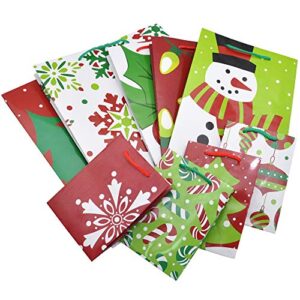 JOYIN 20 Christmas Goody Gift Bags with Handles Assorted Sizes, Holiday Paper Goodie Bag for Xmas Gift-Giving, Classroom and Party Favors