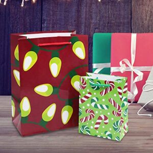 JOYIN 20 Christmas Goody Gift Bags with Handles Assorted Sizes, Holiday Paper Goodie Bag for Xmas Gift-Giving, Classroom and Party Favors