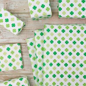 Whaline 100 Sheets St Patrick's Day Tissue Paper Clover Green White Gift Wrapping Paper Shamrock Pattern Decorative Art Paper for DIY Craft Birthday Holiday Decoration, 14 x 20 Inch