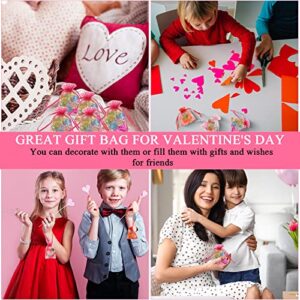 300 Pcs Valentine's Day Heart Candy Bags Organza Jewelry Pouches Drawstring Bags Valentine Love Heart Gift Bags Wedding Gift Pouch Drawstring Pouch for Gift Packaging (Sheer Pattern, 2.76 x 3.54 Inch)