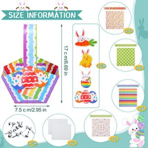 24 Pieces Paper Easter Treat Boxes Easter Treat Baskets Easter Gift Box with Handle Rabbit Egg Easter Basket Candy Goody Cookie Boxes Holder for Party Favor Supplies