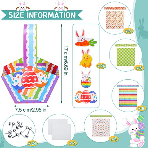 24 Pieces Paper Easter Treat Boxes Easter Treat Baskets Easter Gift Box with Handle Rabbit Egg Easter Basket Candy Goody Cookie Boxes Holder for Party Favor Supplies