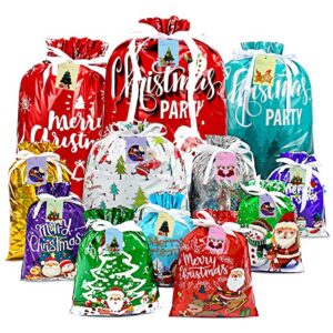 onesing 30pcs christmas gift bags christmas drawstring gift bags with tags christmas bags for gifts assorted size reusable christmas gifts bag upgraded christmas goodie bags for birthday christmas party