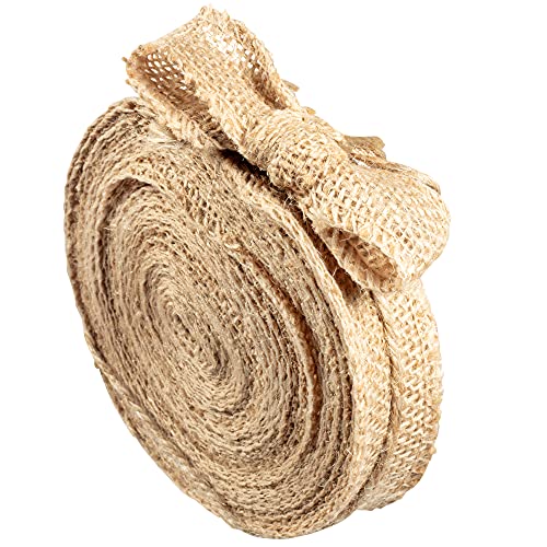 Idiy Natural Burlap Ribbons (1" Wide, 10 Yards) - No Wire, 100% Jute - Great for DIY Crafts and Projects, Gift Wrapping, Wedding Decoration, and More!