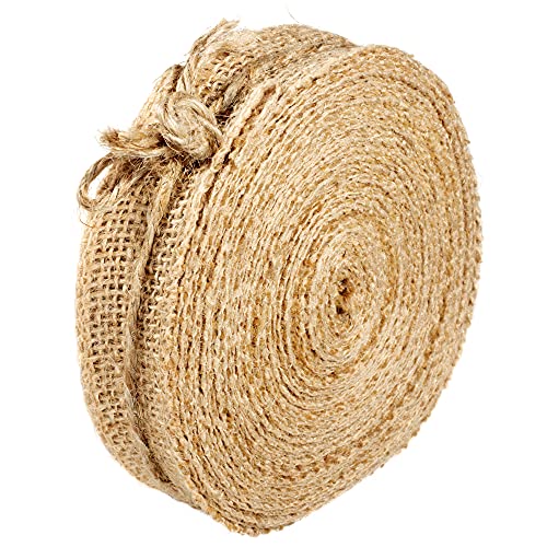 Idiy Natural Burlap Ribbons (1" Wide, 10 Yards) - No Wire, 100% Jute - Great for DIY Crafts and Projects, Gift Wrapping, Wedding Decoration, and More!