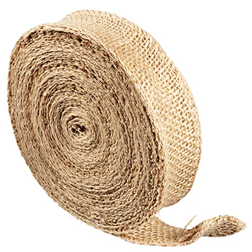 Idiy Natural Burlap Ribbons (1" Wide, 10 Yards) - No Wire, 100% Jute - Great for DIY Crafts and Projects, Gift Wrapping, Wedding Decoration, and More!